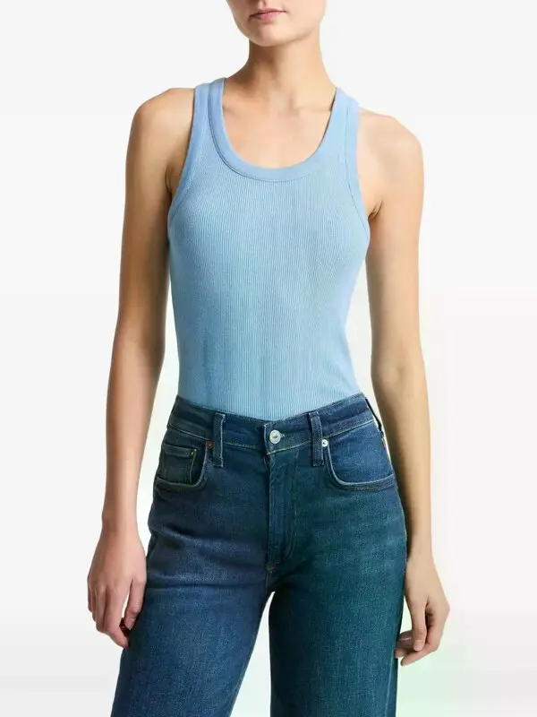 Vince Ribbed Scoop-neck Tank Top - Blue