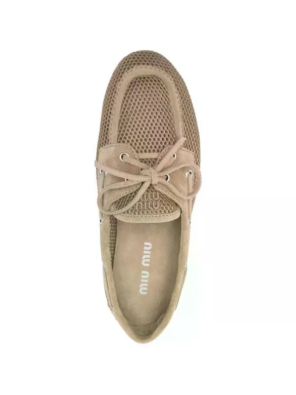 Miu Miu Deck Mesh Boat Loafers - Brown