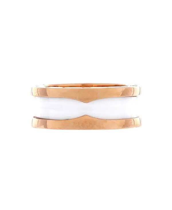 BVLGARI B.zero1 Two Band Ring 18k Rose Gold And Ceramic - Pink