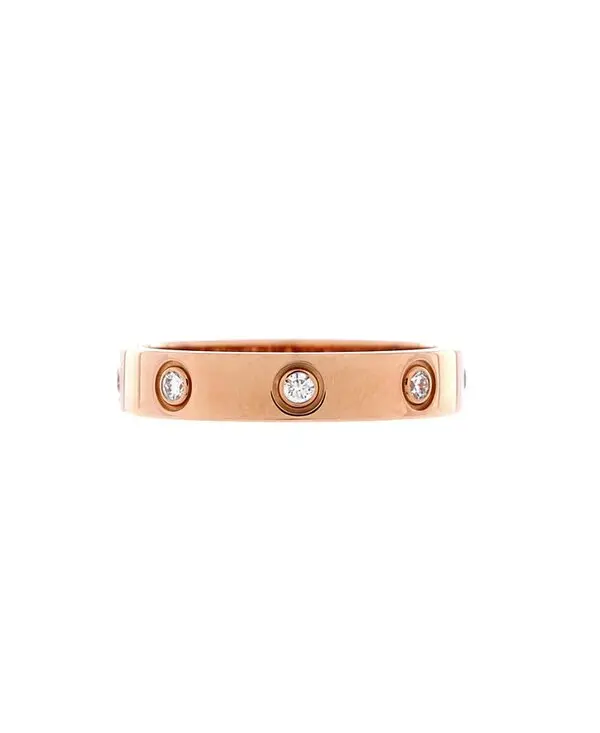 CARTIER Love Wedding Band 8 Diamonds Ring 18k Rose Gold With Diamonds - Pink