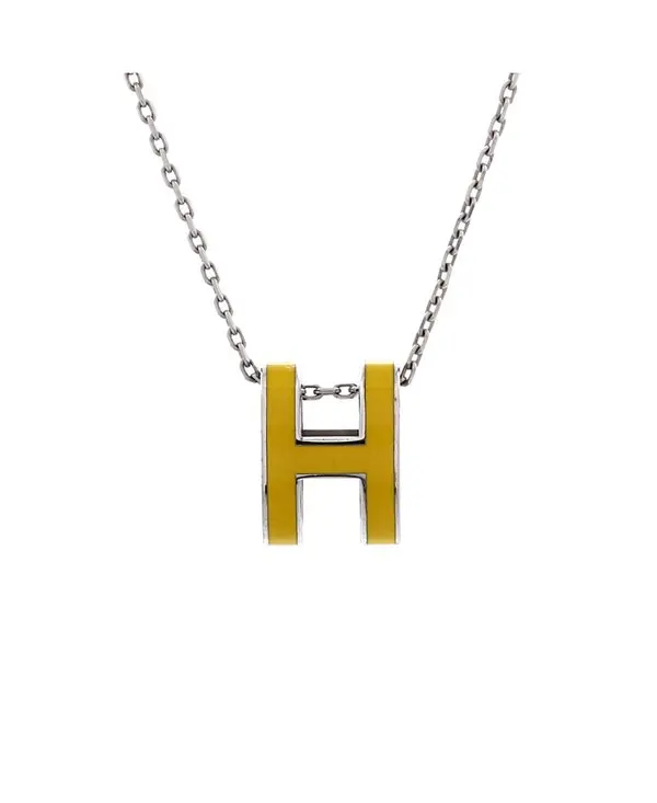 HERMES Mini Pop H Pendant Necklace - Enamel/silver Tone