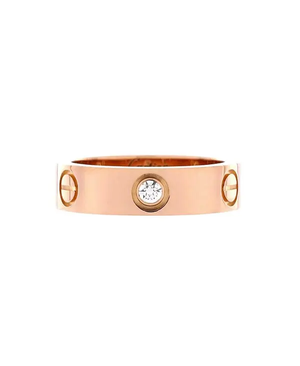 CARTIER Love 3 Diamonds Band Ring 18k Rose Gold With Diamonds - Pink