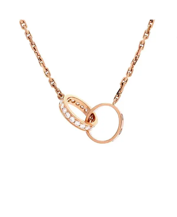 CARTIER Love Interlocking Necklace 18k Rose Gold With Diamonds - Pink