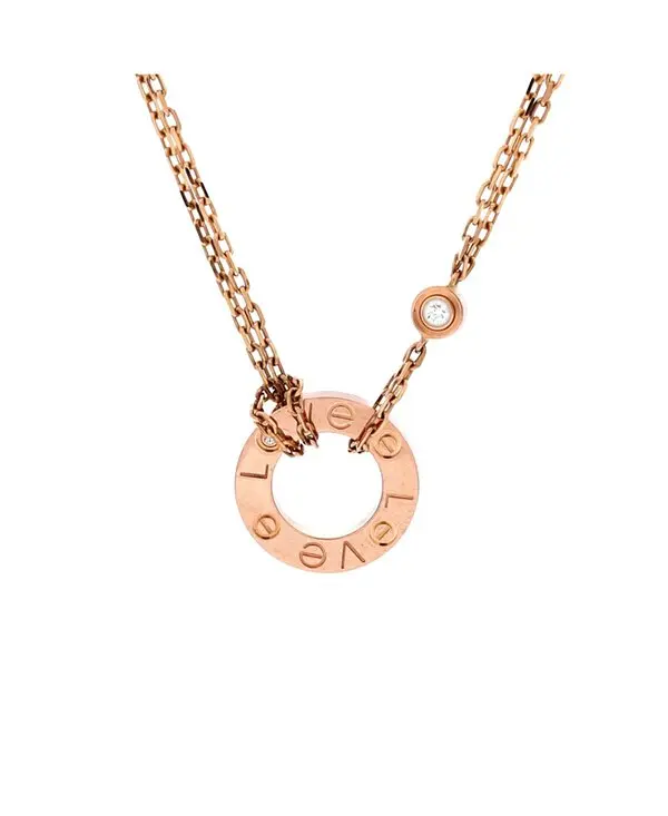 CARTIER Love Pendant Necklace 18k Rose Gold And Diamonds - Pink