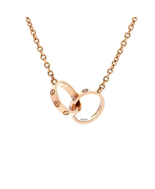 CARTIER Love Interlocking Necklace 18k Rose Gold, 17.25 - Pink