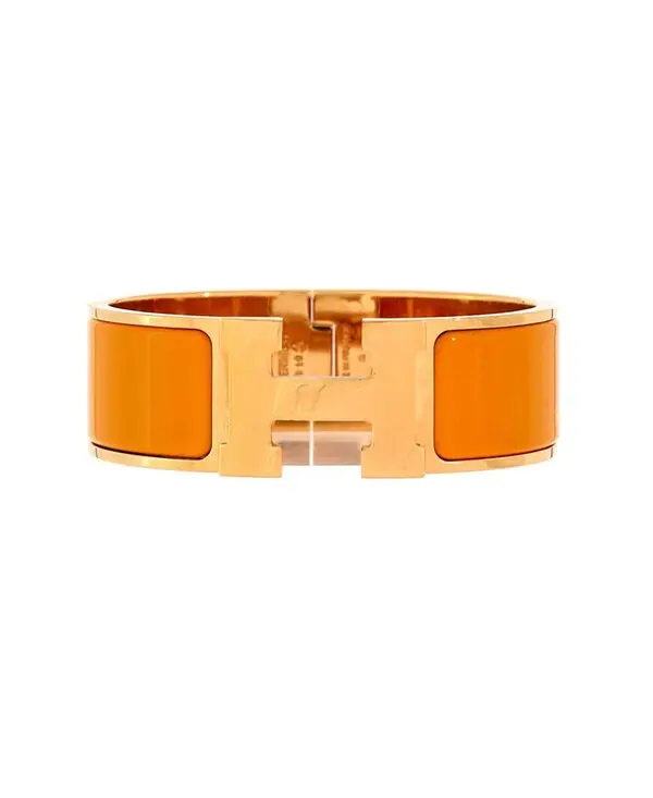 HERMES Wide Clic Clac H Bracelet - Enamel/silver Tone