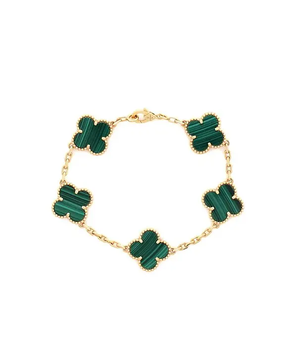 VAN CLEEF & ARPELS Vintage-like Alhambra 5 Motifs Bracelet 18k And Malachite - Gold