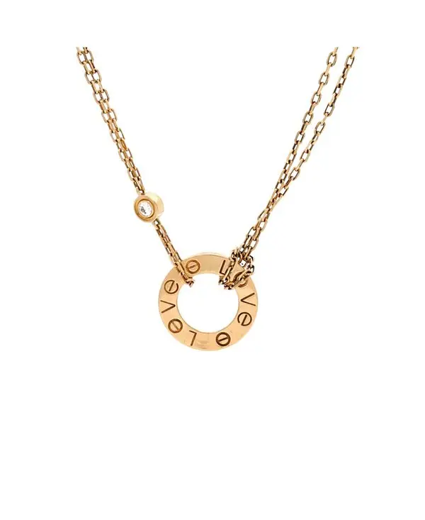 CARTIER 2 Diamonds Love Pendant Necklace 18k And Diamonds, 16.25 - Gold