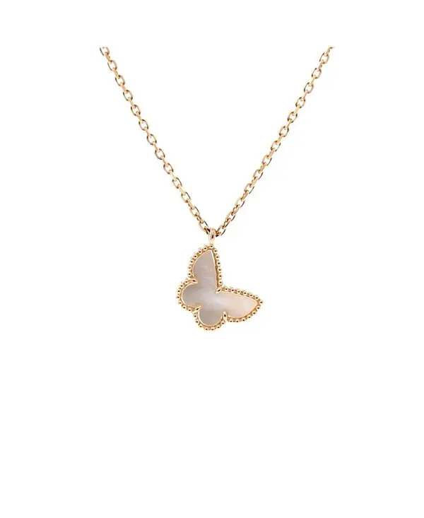 VAN CLEEF & ARPELS Sweet Alhambra Butterfly Pendant Necklace 18k And Mother Of Pearl, 15.75 - Gold