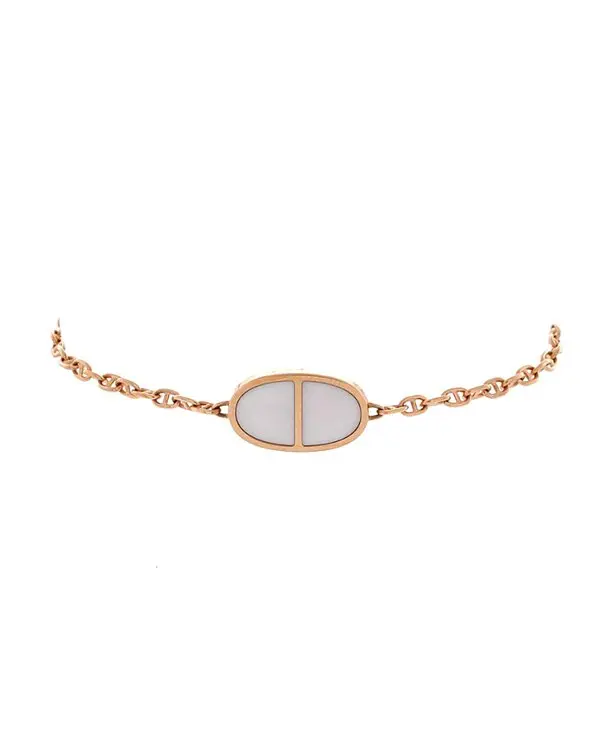HERMES Chaine D'ancre Verso Bracelet 18k Rose Gold With Ceramic - Pink