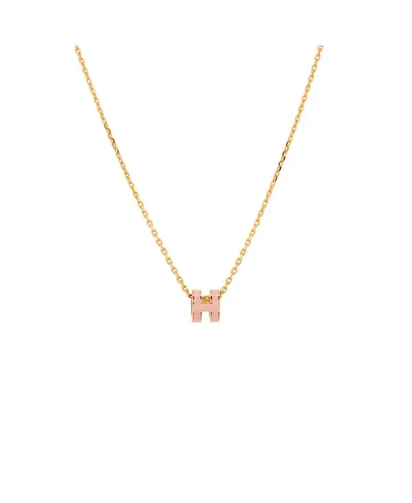 HERMES Mini Pop H Pendant Chain Necklace - Enamel/silver Tone