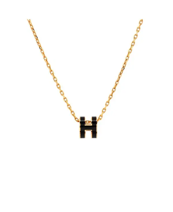 HERMES Mini Pop H Pendant Chain Necklace - Enamel/silver Tone