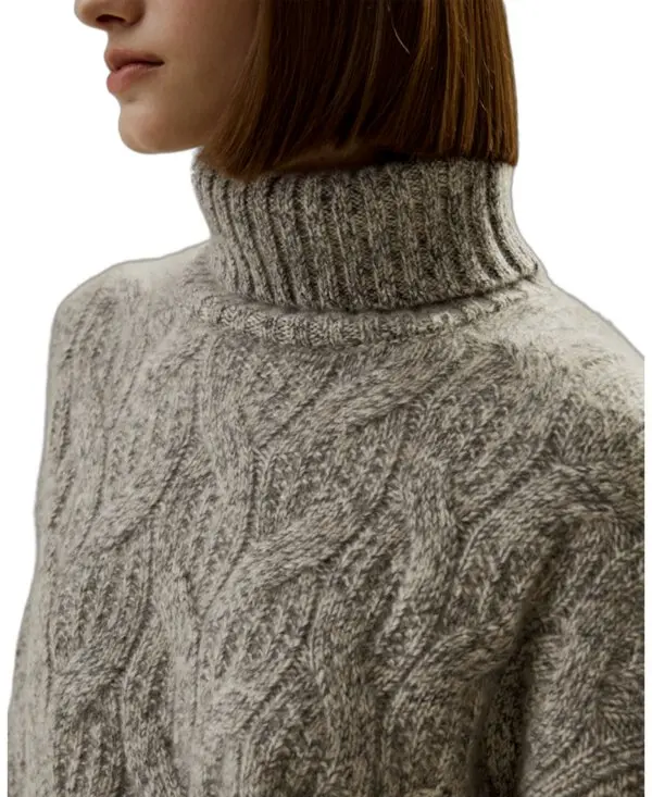 Lilysilk Cable-knit Cashmere Turtleneck Sweater