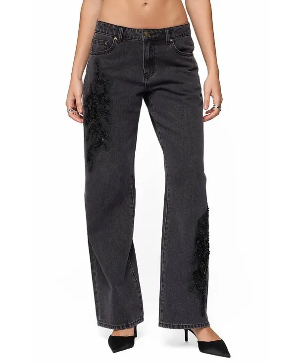 EDIKTED Rossa Beaded Baggy Jeans