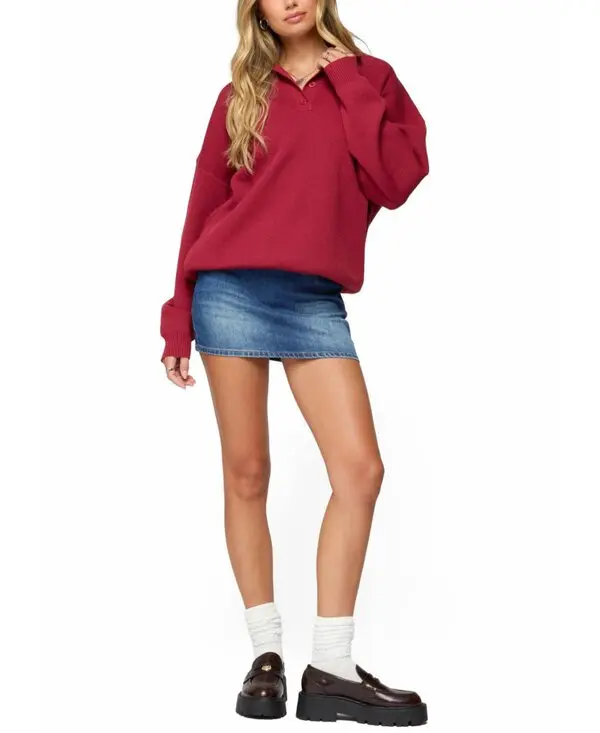 EDIKTED Archie Stretchy Denim Mini Skort