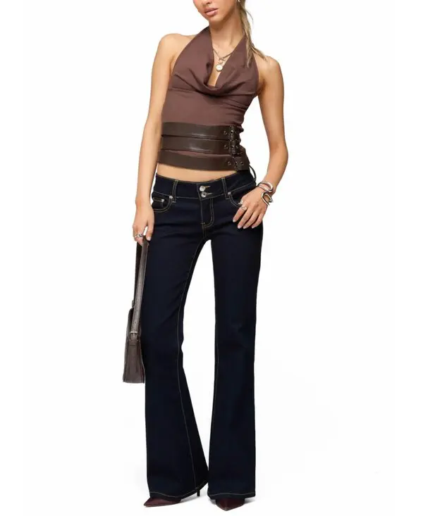 EDIKTED Buckle Cowl Neck Backless Top