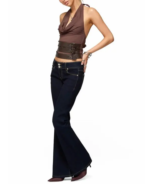 EDIKTED Buckle Cowl Neck Backless Top