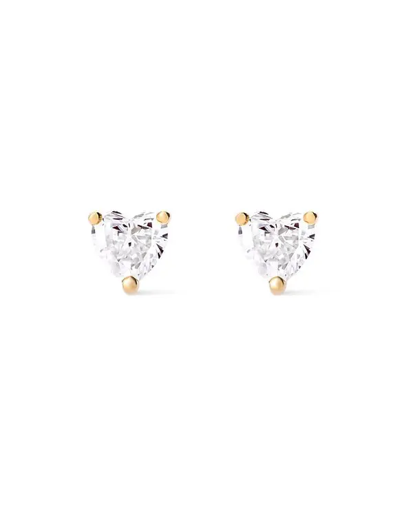 ANA LUISA Solid Yellow Gold Heart Stud Earrings - Gold/diamond