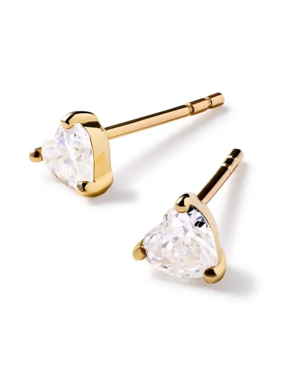 ANA LUISA Solid Yellow Gold Heart Stud Earrings - Gold/diamond