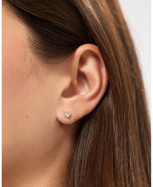 ANA LUISA Solid Yellow Gold Heart Stud Earrings - Gold/diamond