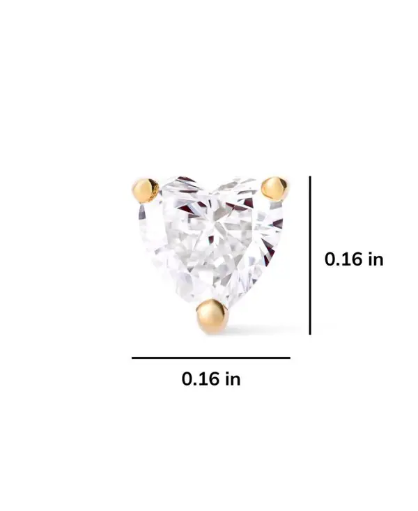 ANA LUISA Solid Yellow Gold Heart Stud Earrings - Gold/diamond