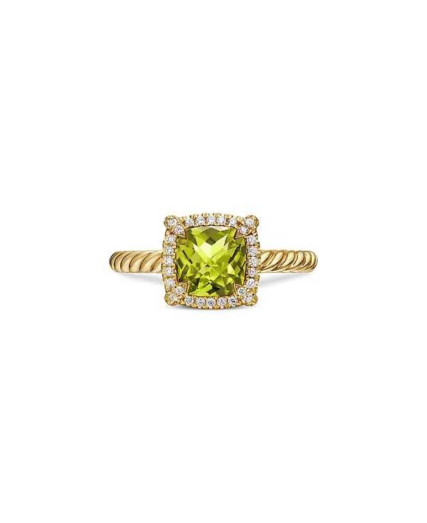 David Yurman Petite Chatelaine Pave Bezel Ring - Peridot