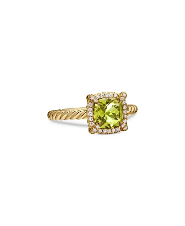 David Yurman Petite Chatelaine Pave Bezel Ring - Peridot