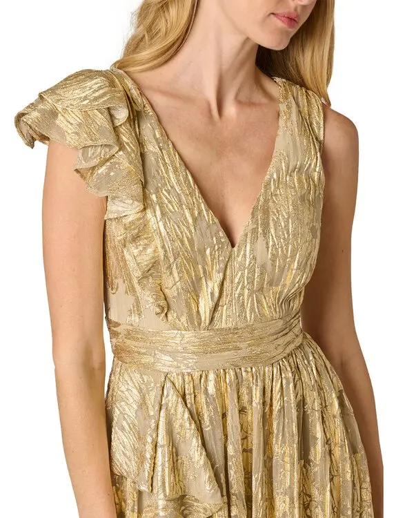 Adrianna Papell Metallic Ruffled Dress