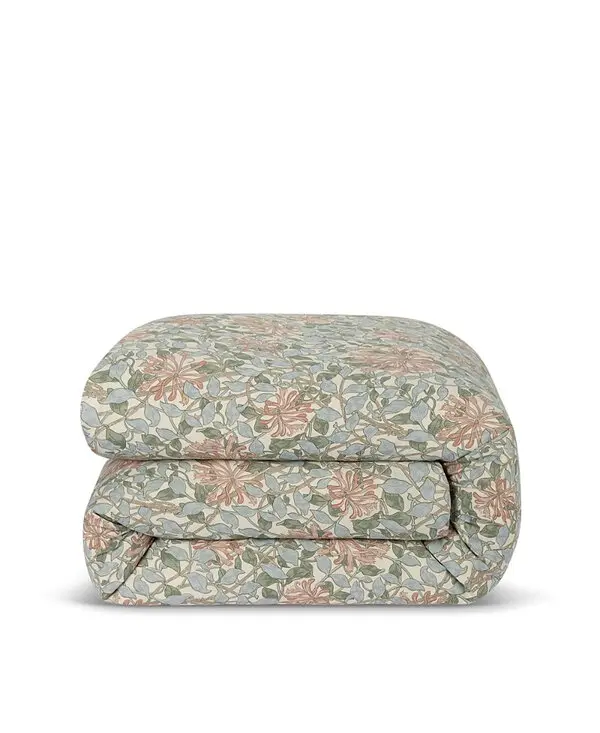 PIGLET IN BED Morris & Co Honeysuckle Linen Blend Duvet Cover, Twin - Soft Sage