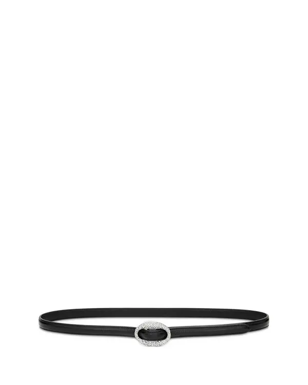 Saint Laurent Oval Crystal Buckle Thin Belt