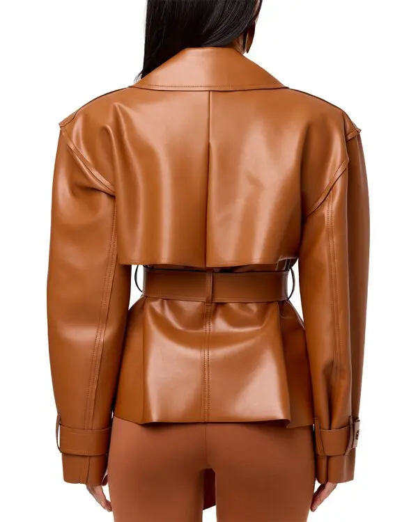 Naked Wardrobe Leather Cropped Trench Jacket