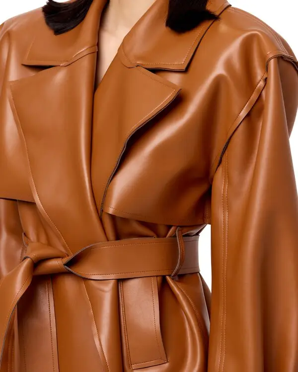 Naked Wardrobe Leather Cropped Trench Jacket