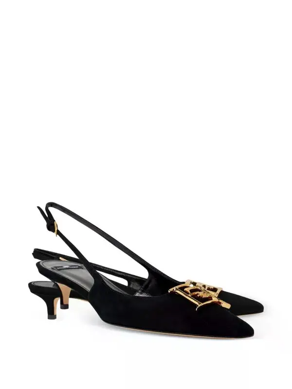 Elisabetta Franchi Suede Slingback Pumps With Logo Detail