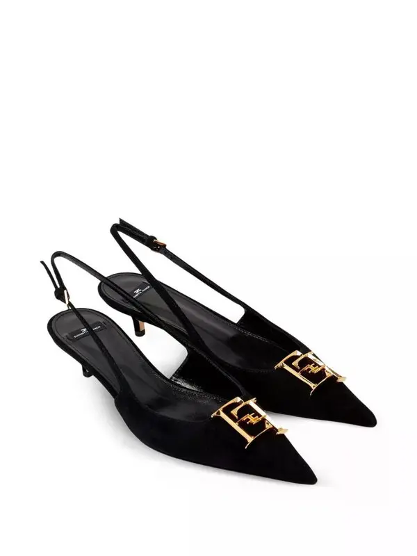 Elisabetta Franchi Suede Slingback Pumps With Logo Detail