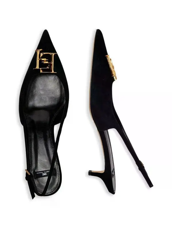 Elisabetta Franchi Suede Slingback Pumps With Logo Detail