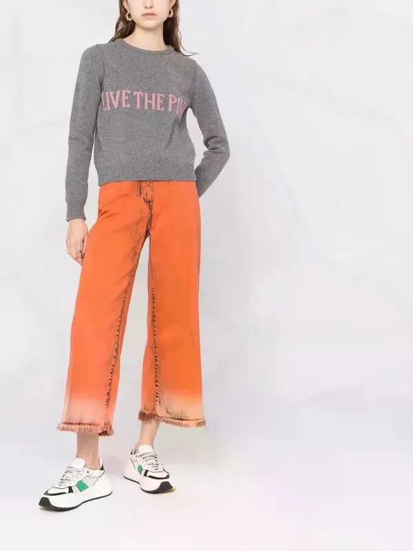 Alberta Ferretti Cashmere-virgin Wool Blend Intarsia Knit Jumper