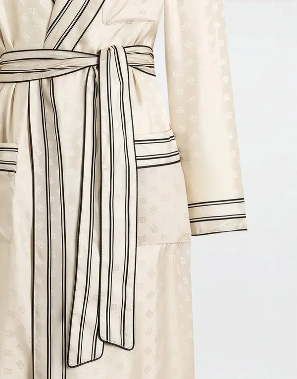 Dolce & Gabbana Logo And Stripe-print Twill Robe