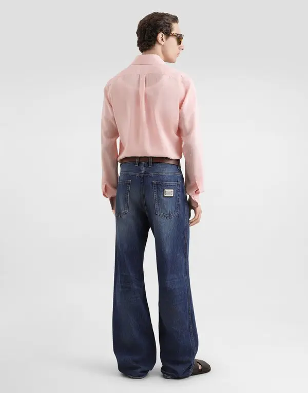 Dolce & Gabbana Gold Shirt In Silk Jacquard