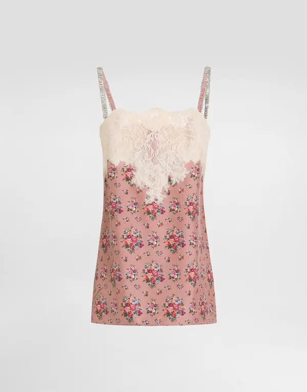 Dolce & Gabbana Floral-print Charmeuse Top