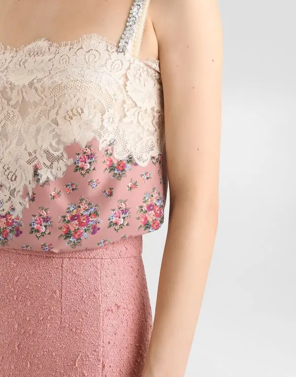 Dolce & Gabbana Floral-print Charmeuse Top