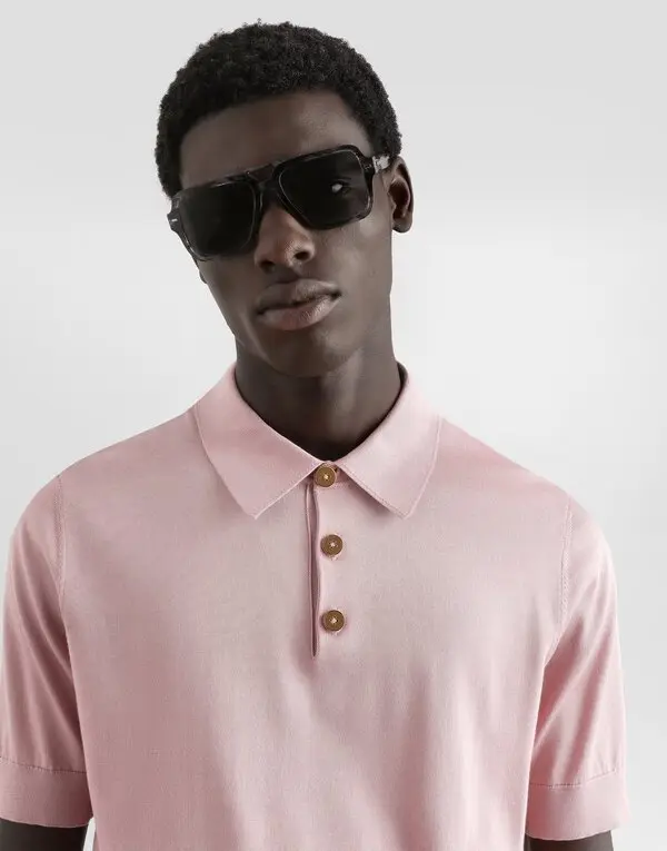 Dolce & Gabbana Silk Polo Shirt - Pink