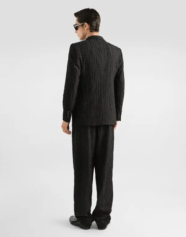 Dolce & Gabbana Virgin Wool Trousers With Embroidery