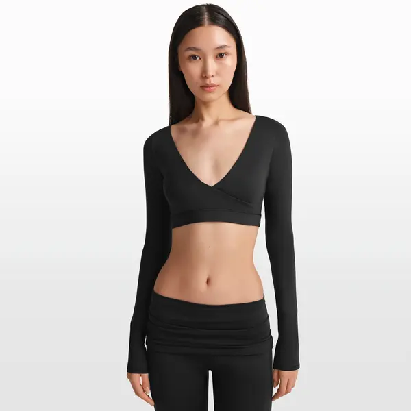 Nike Skims Matte Long-sleeve Wrap Top - Black