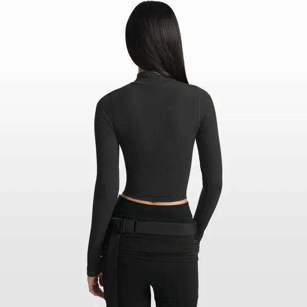 Nike Ribbed Seamless Cropped Full-zip Jacket - Black