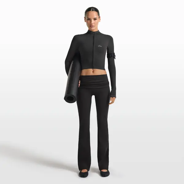 Nike Matte Flared Fold-over Waistband Pants - Black