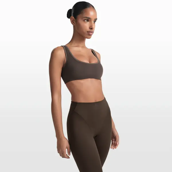 Nike Skims Ribbed Seamless Micro-scoop Bra - Brown