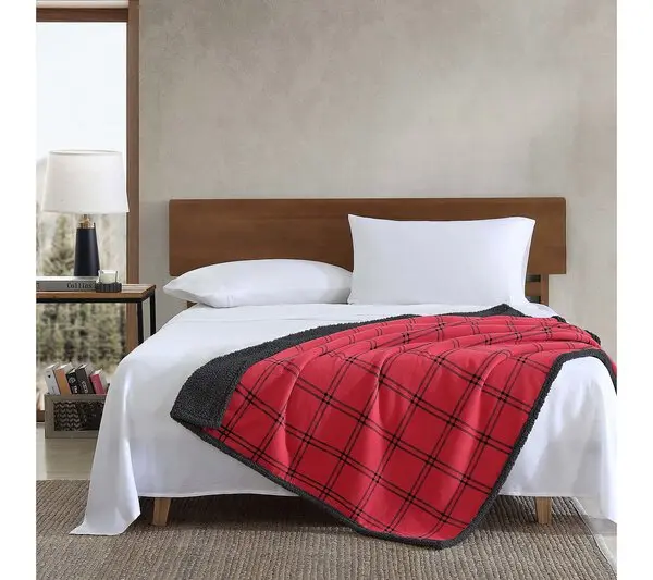 Eddie Bauer Kettle Falls Plaid Red Cotton 50'x6 0' Throw - One-color