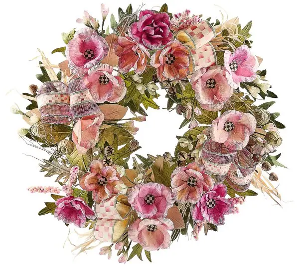 MACKENZIE-CHILDS Rosy Poppy 22' Wreath - One-color