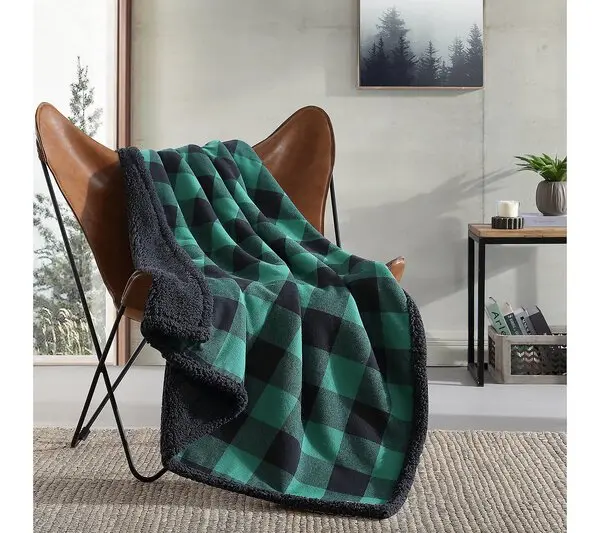Eddie Bauer Cabin Plaid Green Cotton 50'x60' Th Row - One-color
