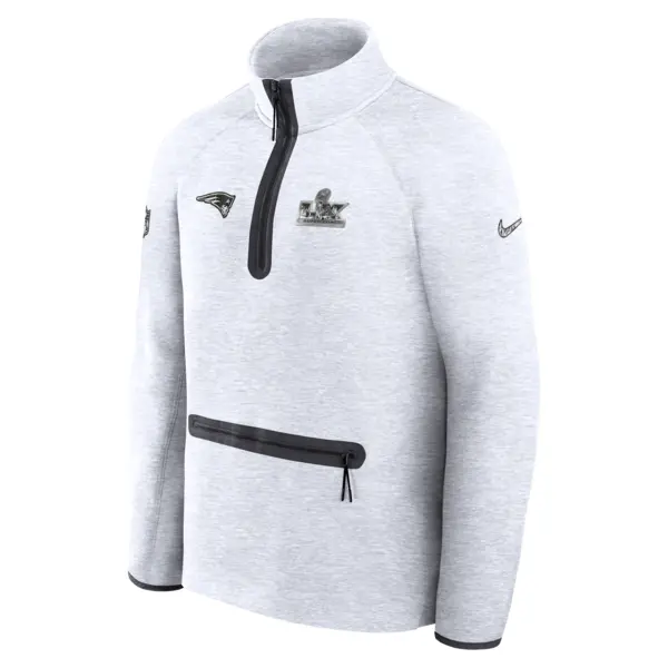 Nike New England Patriots Super Bowl Lx Opening Night Tech Fleece Nfl 1/2-zip Top - Grey